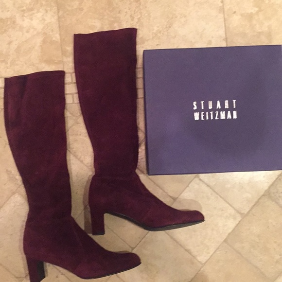Stuart Weitzman | Shoes | Burgundy Suede Boots | Poshmark